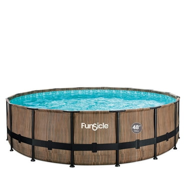 Funsicle 14ft x 42in Round Oasis Designer Above Ground Pool, Natural ...