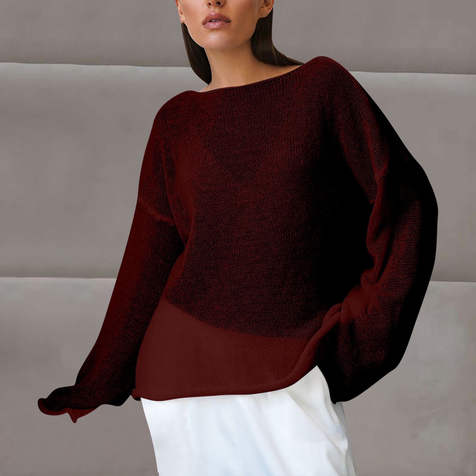 Click here for Soki Womens Casual Oversized Sheer Sweaters Loose... prices