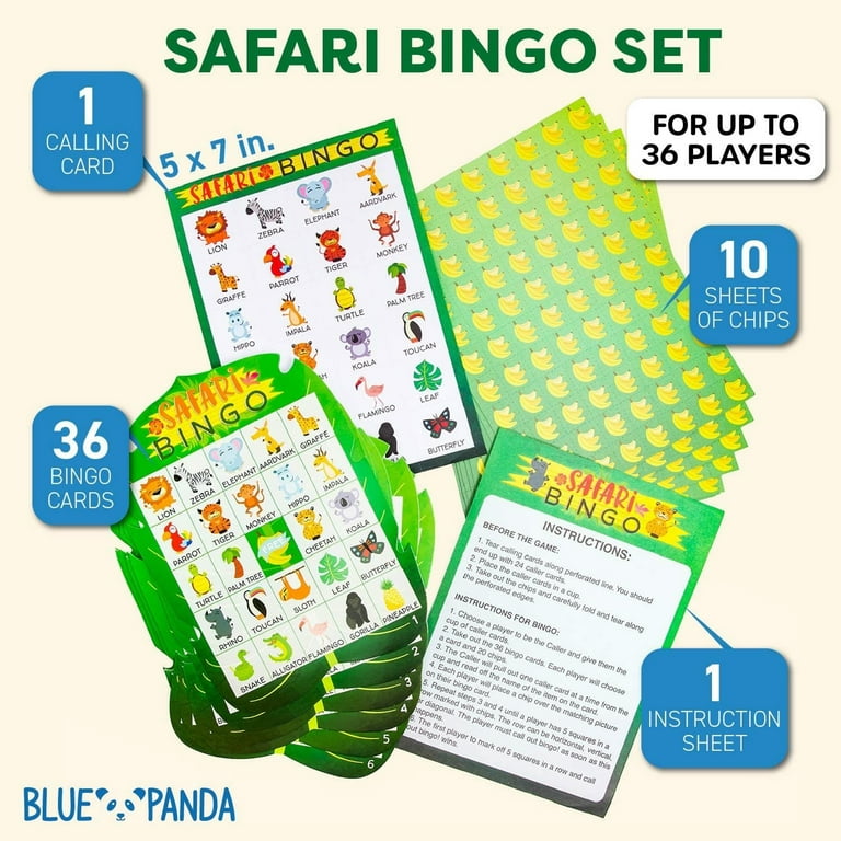 Safari Bingo Game Card, Printable Baby Shower Game Jungle Animals😛 ...