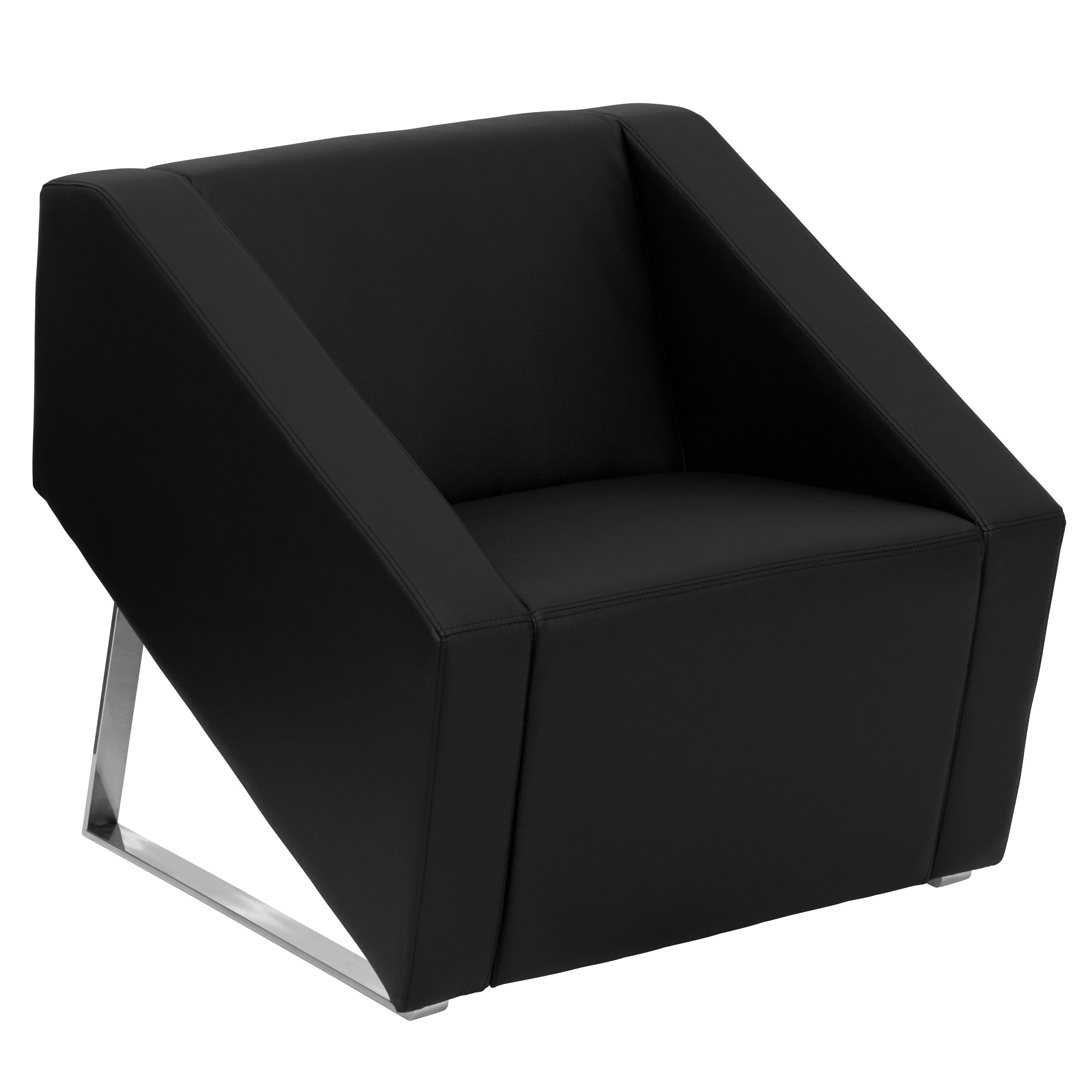 Black LeatherSoft Lounge Chair with Triangular Shaped Base - Walmart.com