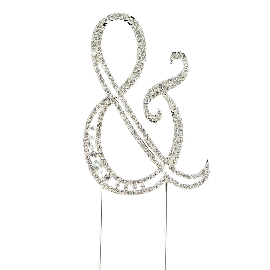 Sparkly Rhinestones Silver Cake Topper - Symbol and Number Decoration ...