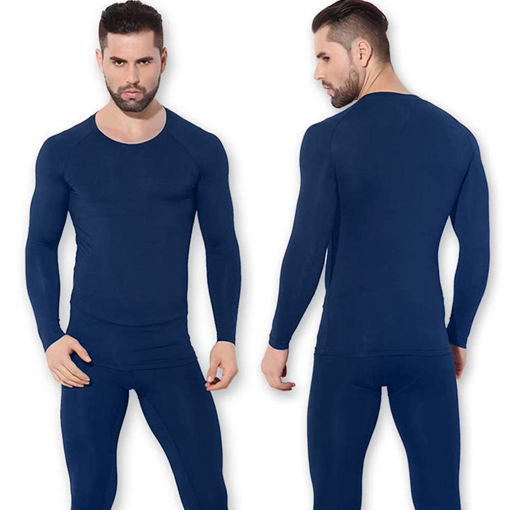 HeroBiker Men's Winter Warm Top and Bottom,Thermal Underwear Wool Lined ...