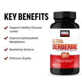 Force Factor Ultra Berberine 500mg Berberine HCl Supports Glucose Metabolism 60 Vegetable ...