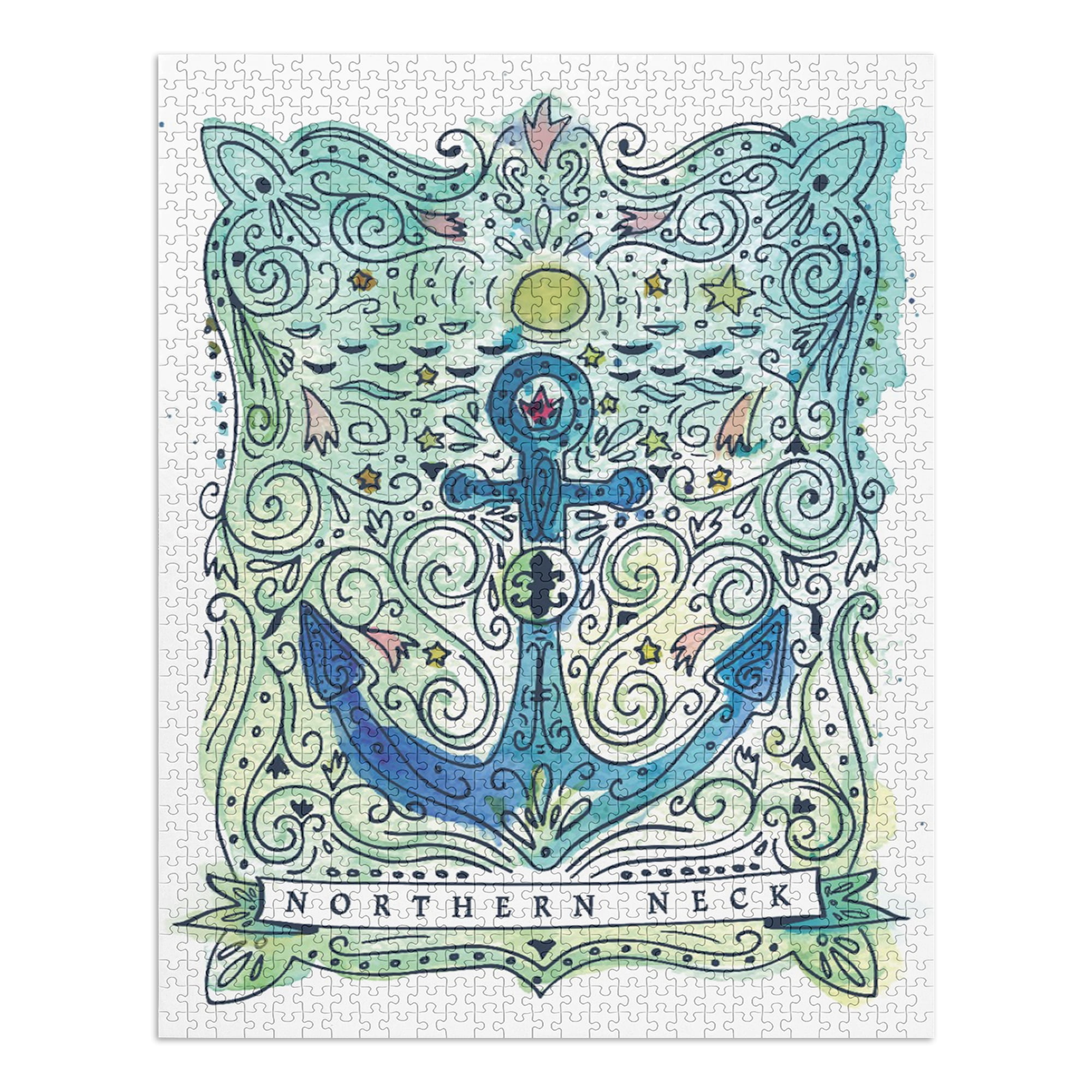 Northern Neck, Virginia, Anchor, Contour (1000 Piece Puzzle, Size 19x27 ...