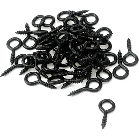 50pc 1 2inch Screw Eye Pin Hook, Threaded lack Cla p Hook Eye Screw ...