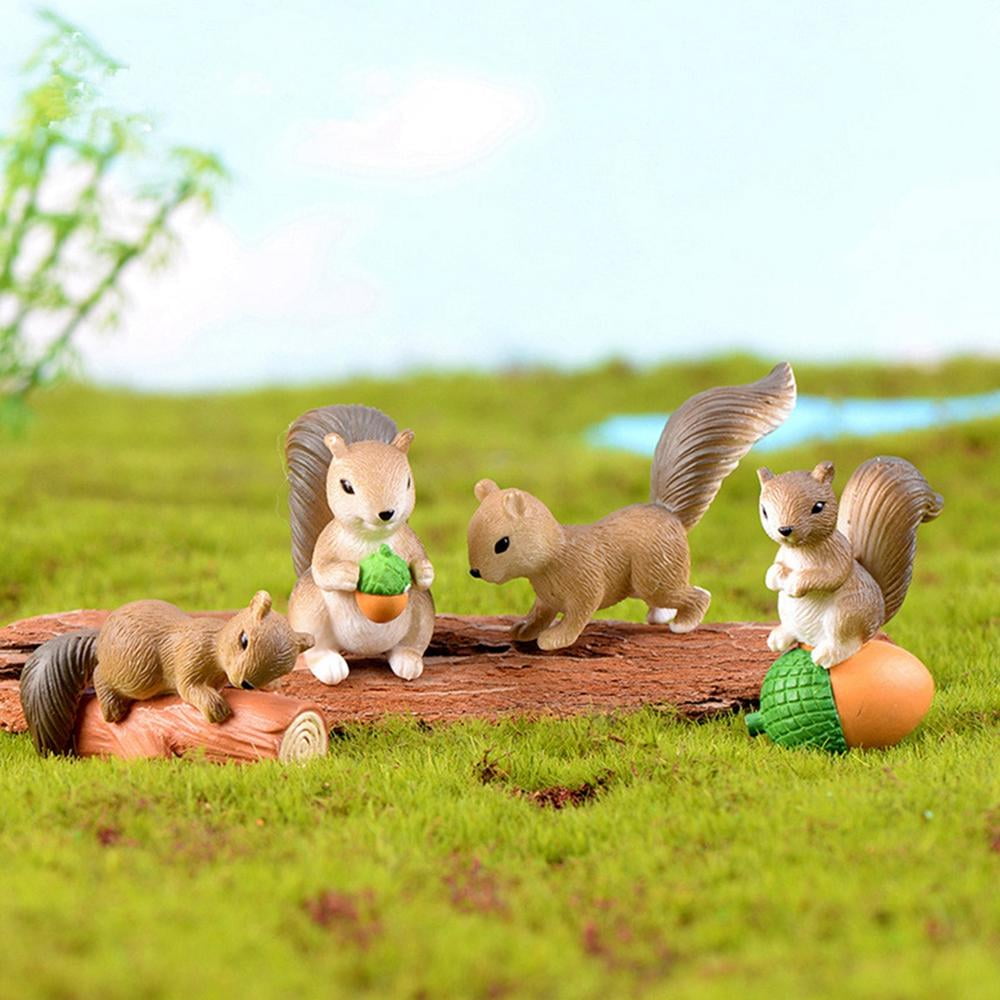 4 pcs Cute Mini Squirrel Animal Characters Toys Figurines Playset ...