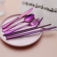 8-Piece Portable Stainless Steel Flatware Set, Travel Camping Cutlery ...