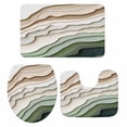 Abstract Wave Texture Bathroom Rugs Set Retro Brown Turquoise Bump Non ...