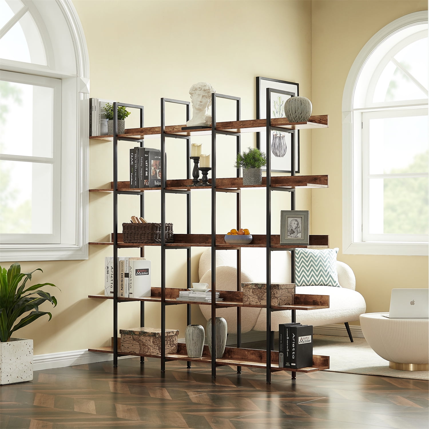 Home Office Storage Shelves with 5-tier Rack, Modern Freestanding 5 ...