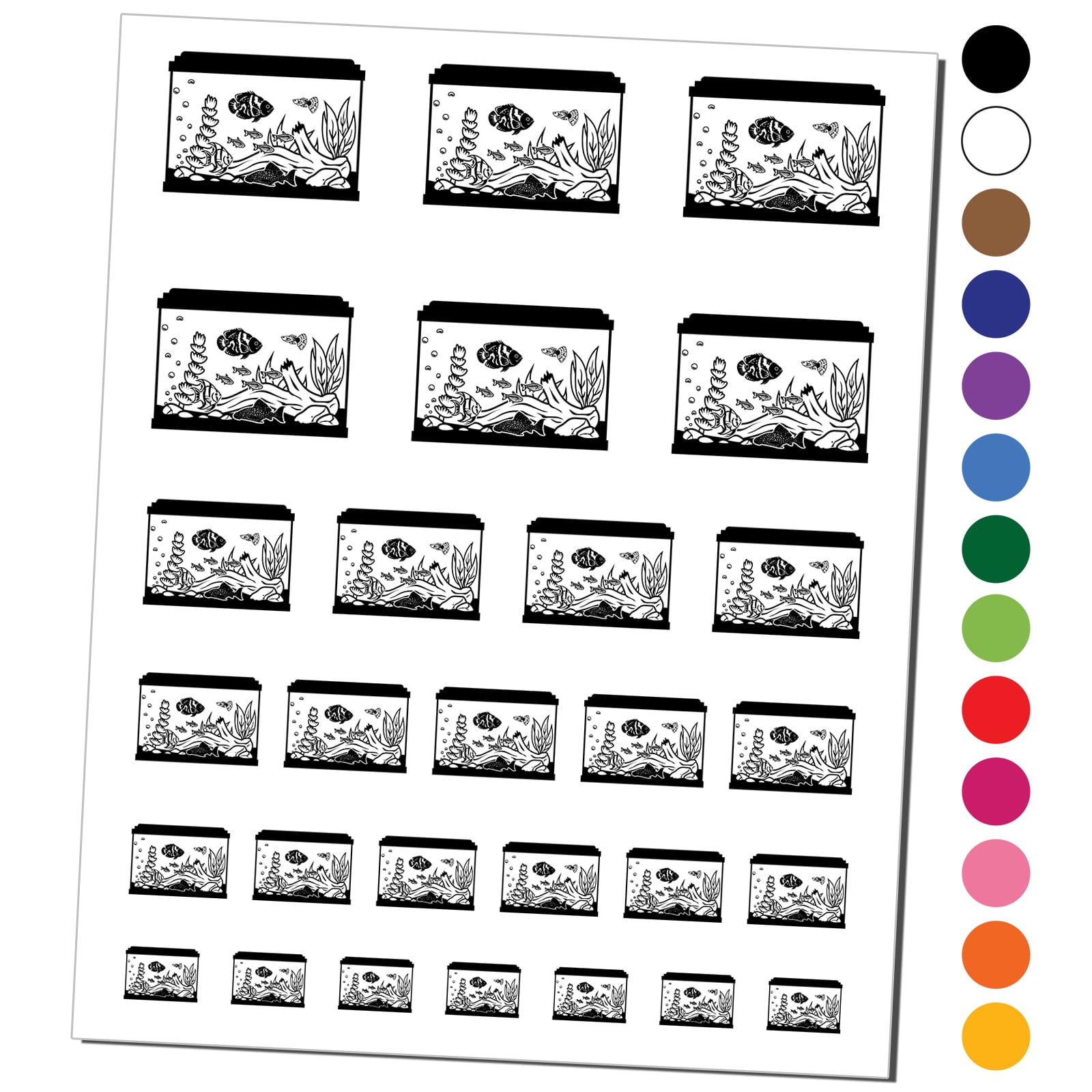 Aquarium Tank Filled with Various Fish Water Resistant Temporary Tattoo ...