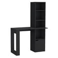 DUOSONG Writing Desk With Bookcase And Cabinet, Black Black Particle ...