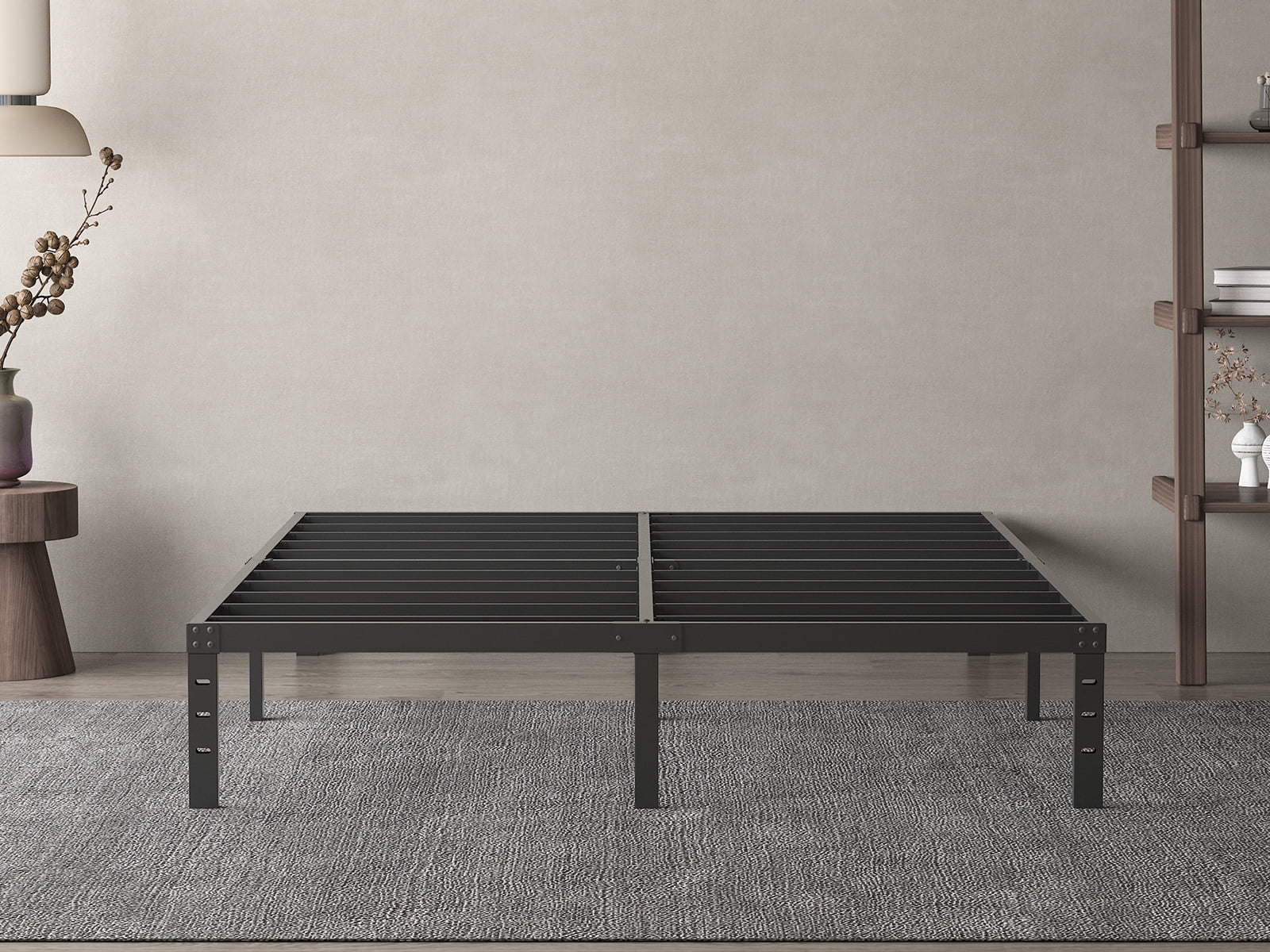 QFTIME 14" Queen Metal Bed Frame with Steel Slats, Heavy Duty Mattress ...