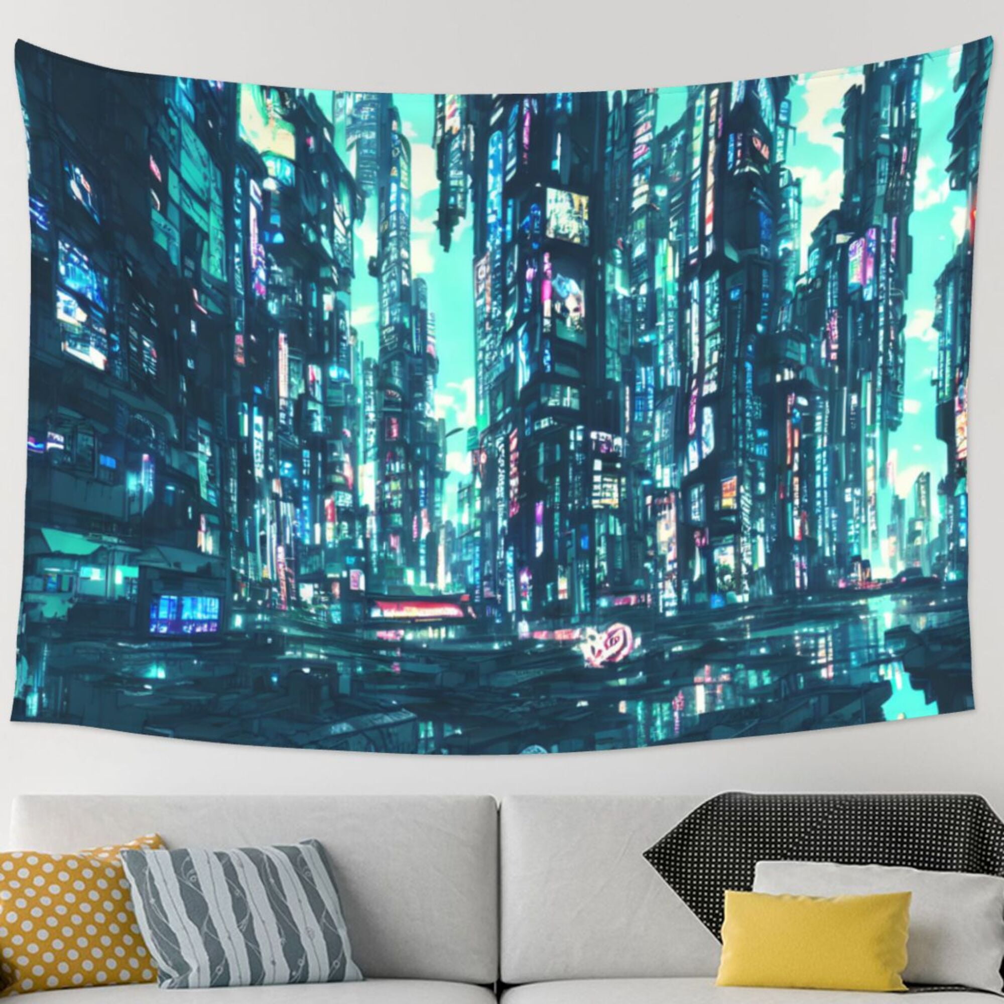 TEQUAN Cyberpunk Art Pattern Large Tapestry, Aesthetic Tapestries Wall ...