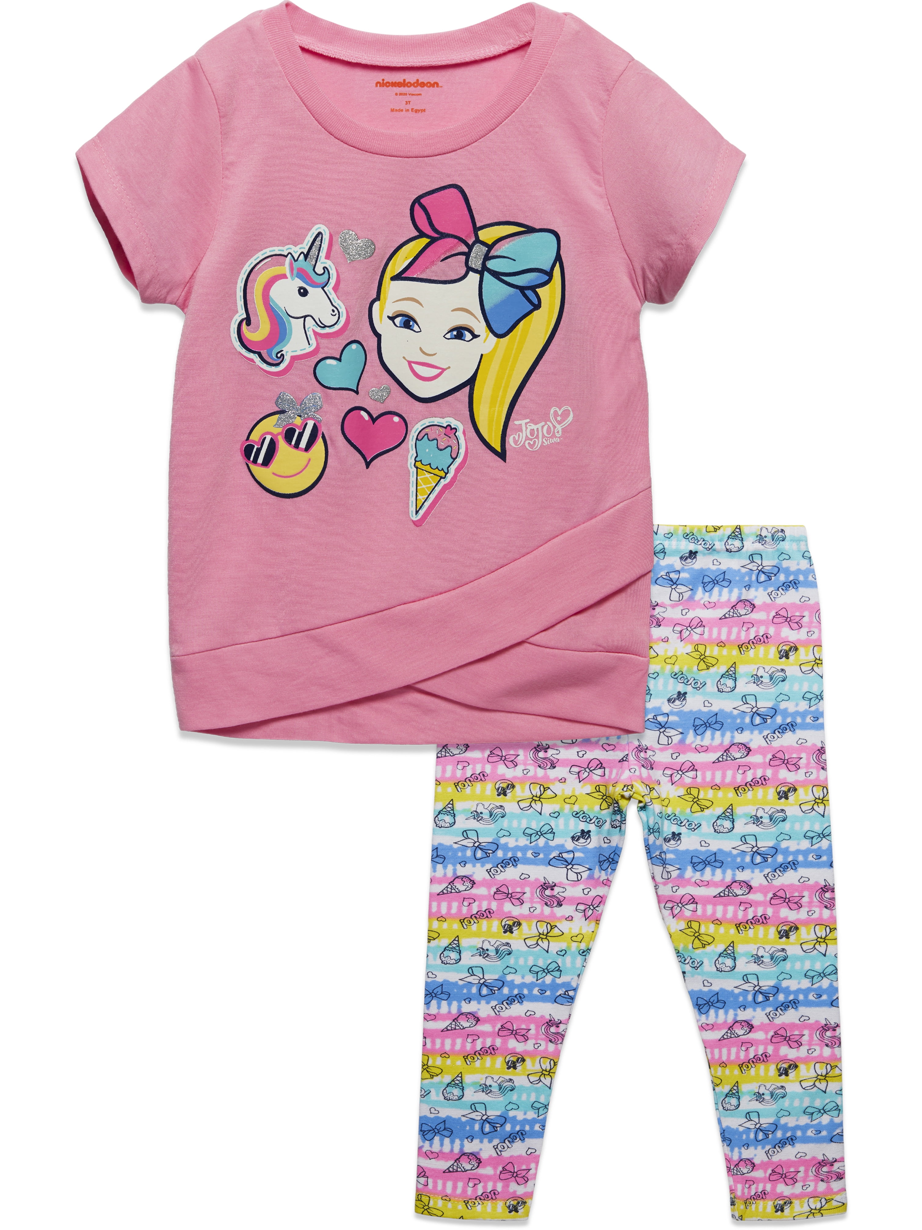 JoJo Siwa Little Girls Short Sleeve Fashion Top and Leggings Set Pink 6 ...