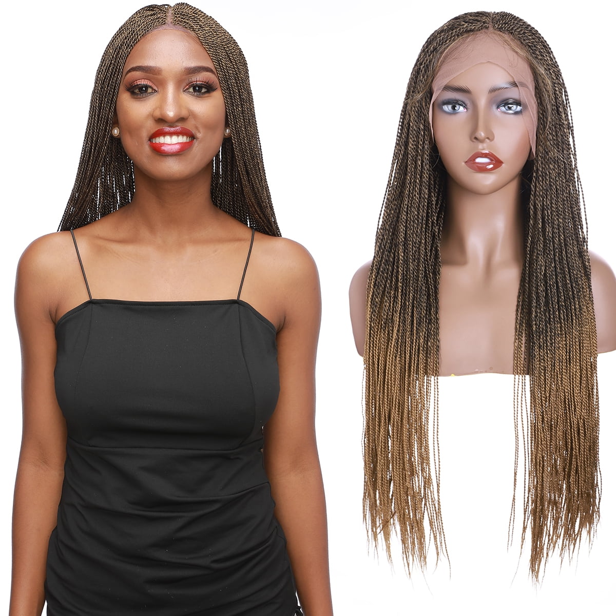 SEGO Realistic Hand Braided Synthetic Lace Front Wigs with Baby Hair ...