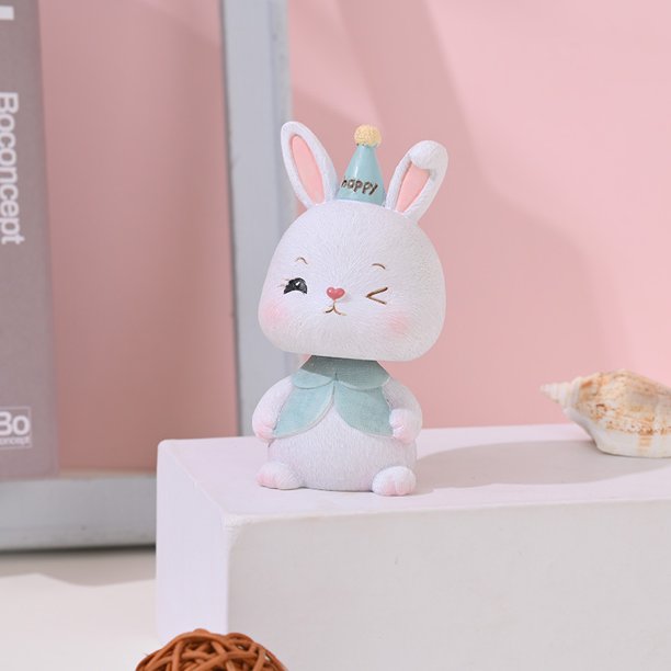 Blue car ornaments, cartoon cute bobblehead rabbit front ornaments ...