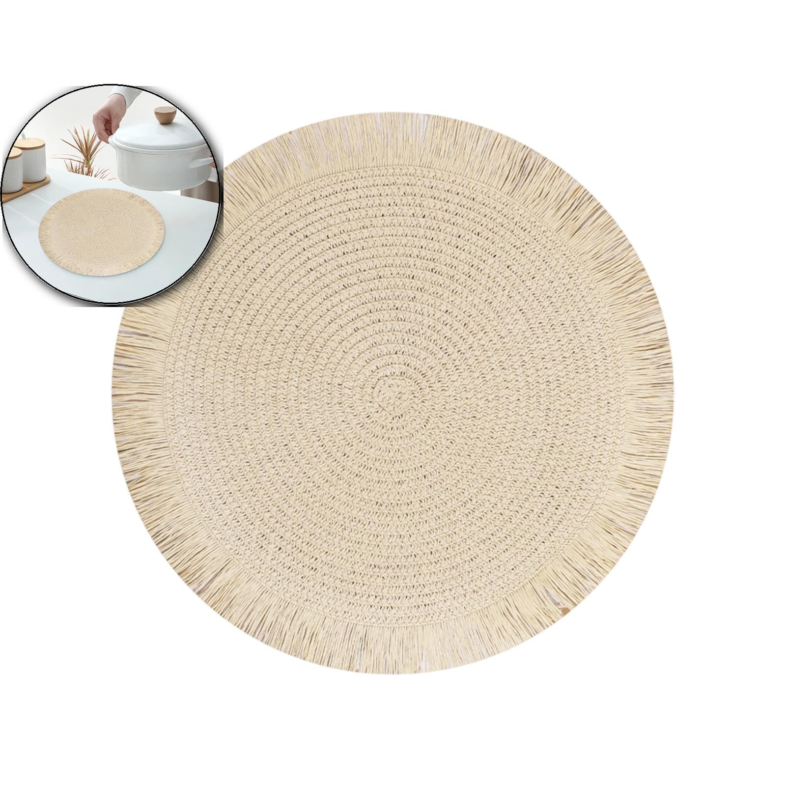 Click here for Dvruxg Woven Textured Placemats With Fringe 15 Inc... prices