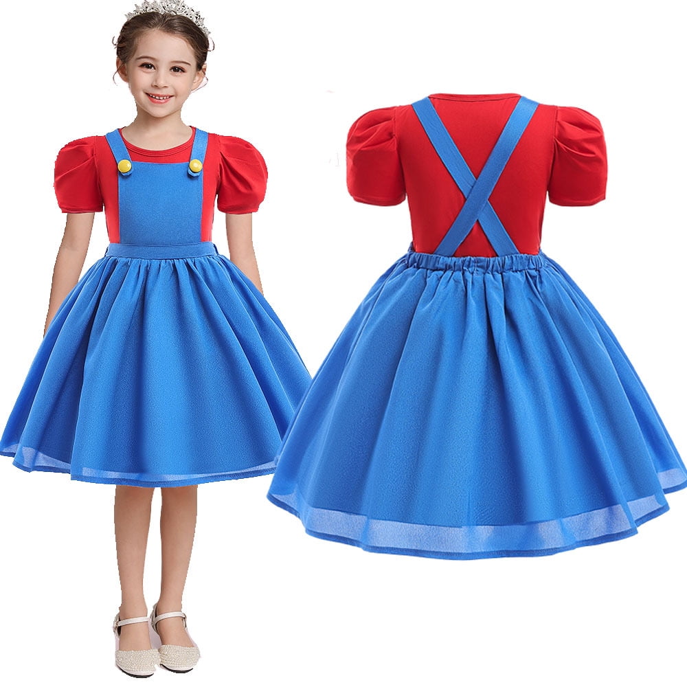 Princess Mario Costume for Girls,Super Brothers Cosplay Halloween Party ...