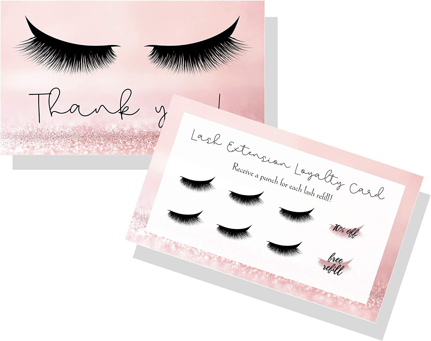 Lash Extension Loyalty Punch Cards 10% and Free Package of 50 Size 3.5 ...