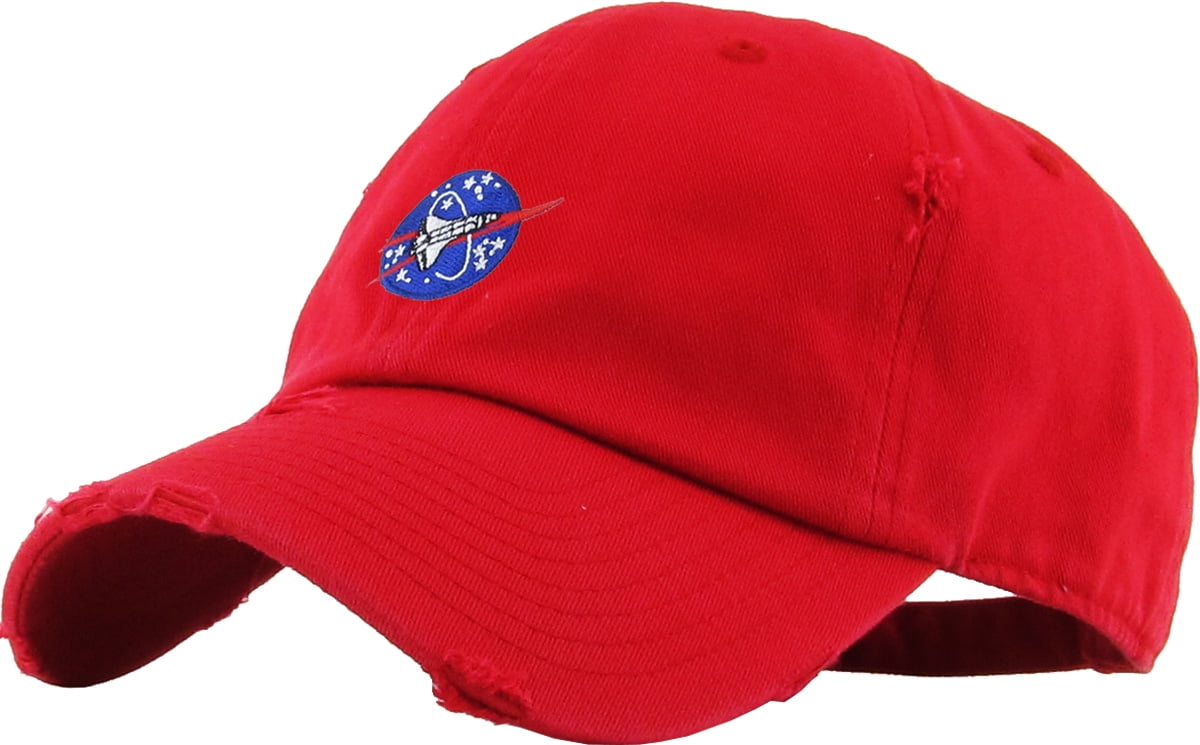 Spaceship Red Vintage Distressed Dad Hat Adjustable Baseball Cap NASA ...