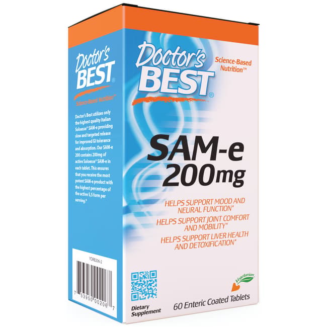 Doctor's Best SAM-e 400mg, Mood & Joint Support, Liver Detox, 60 ...