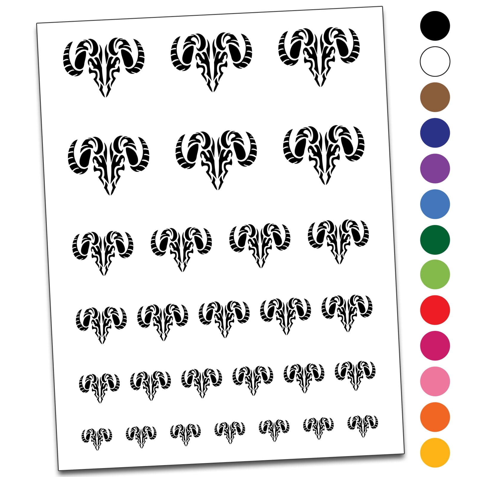 Tribal Ram Skull Water Resistant Temporary Tattoo Set Fake Body Art ...