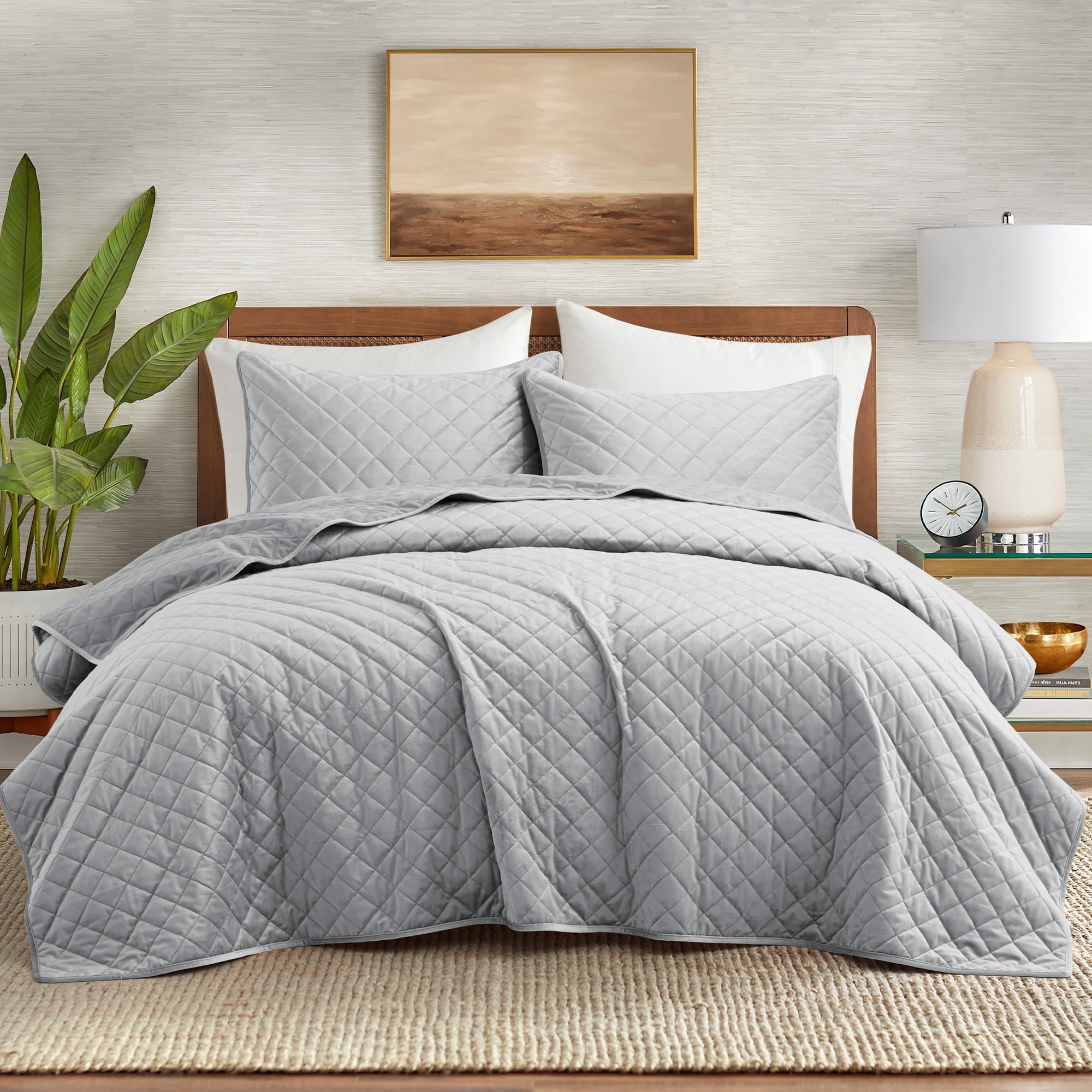 Peace Nest 3-Piece Premium Lightweight Velvet Plush Quilt Set Modern ...