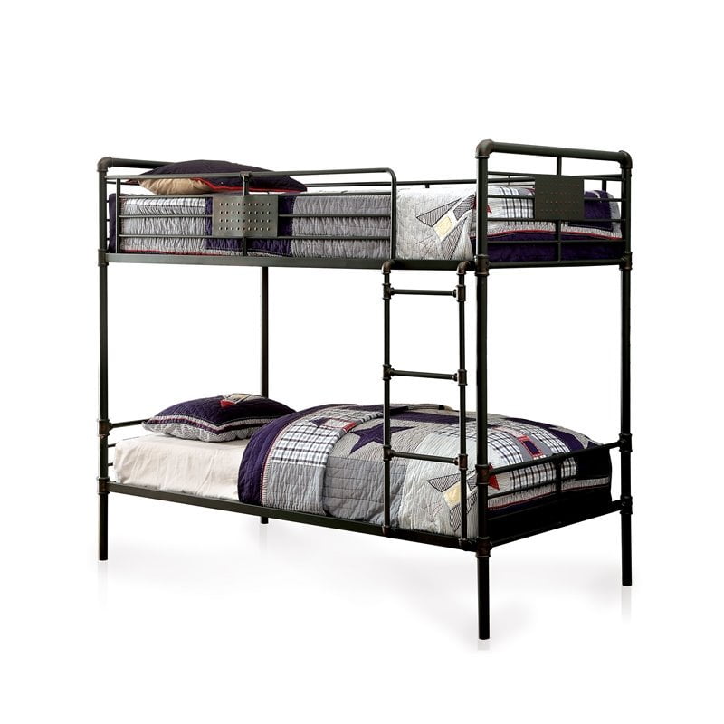 Furniture of America Bryon Metal Twin over Twin Bunk Bed in Antique ...