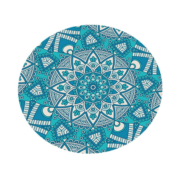 140cm Round Polyester Tablecloth Table Cover -Bohemian Blue Rhombus ...