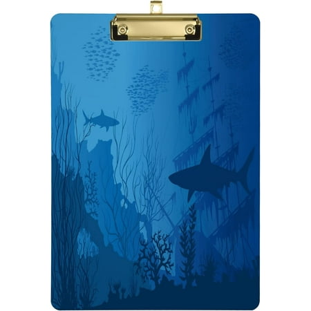 RYLABLUE Ocean Shark Fish Coral Reef Ship Clipboard Hardboard Wood ...
