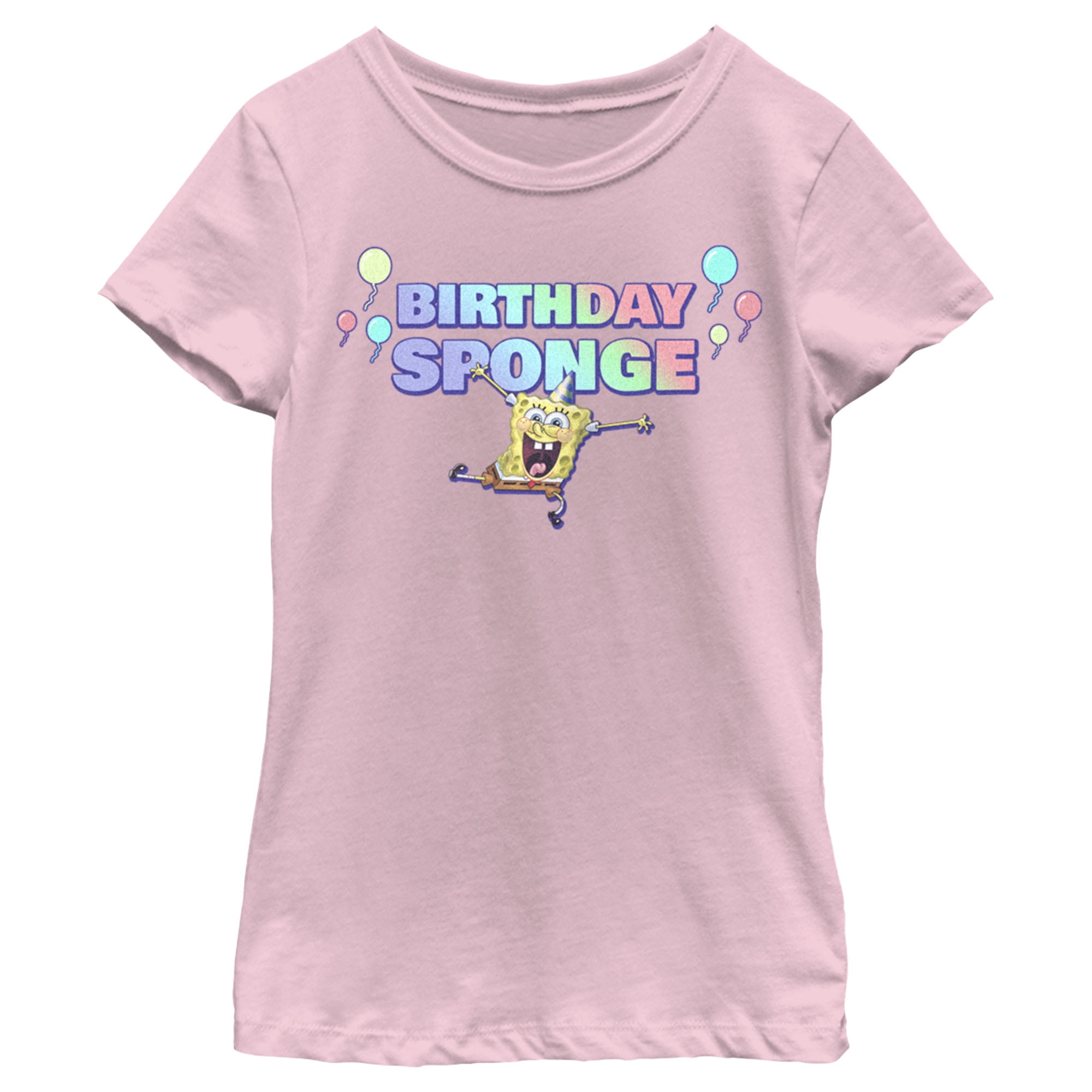 Girl's SpongeBob SquarePants Birthday Sponge Graphic Tee Light Pink X ...