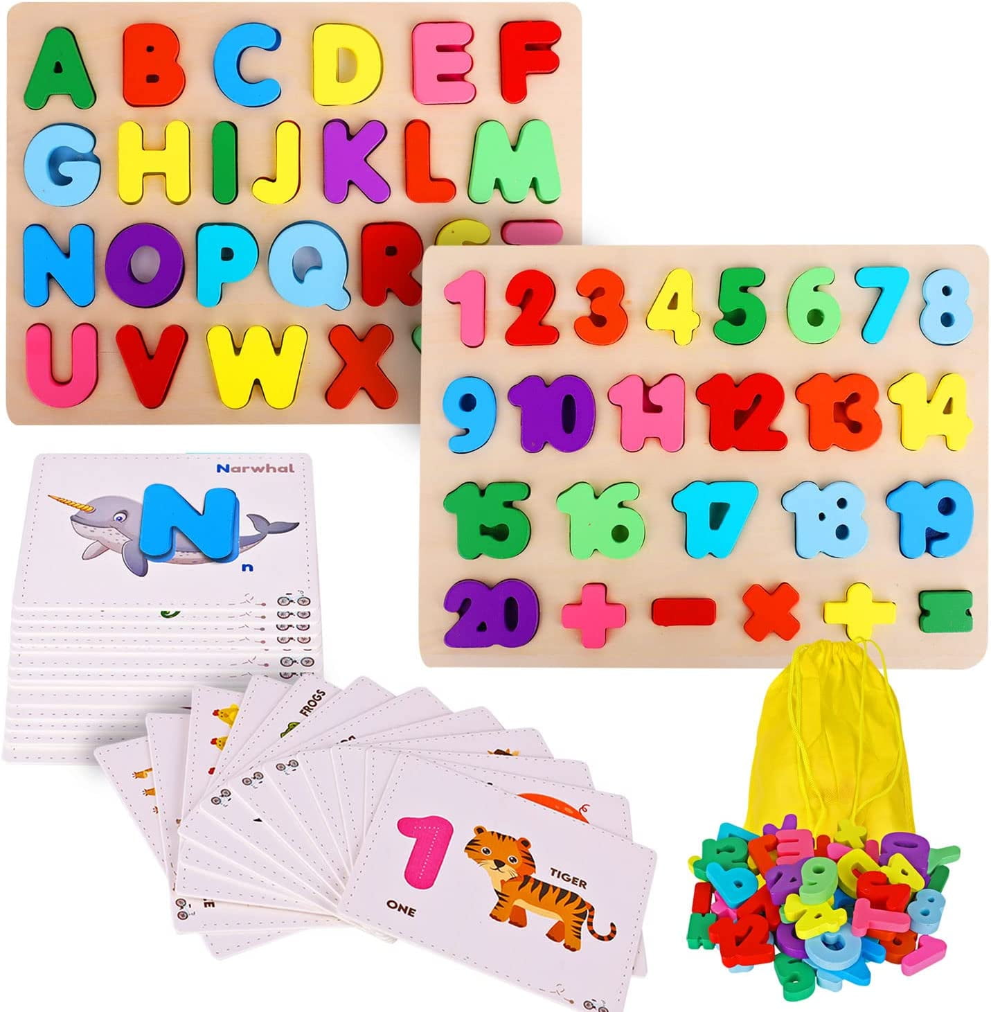 Alphabet Number Puzzles & Flash Cards – Preschool Educational Learning ...