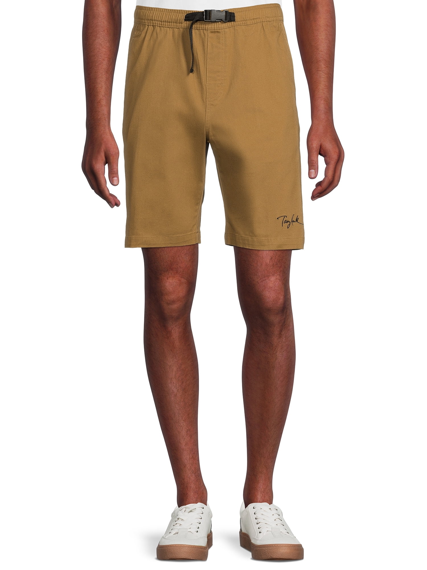 Tony Hawk Men's Stretch Twill Flat Front Shorts with Buckle Closure ...