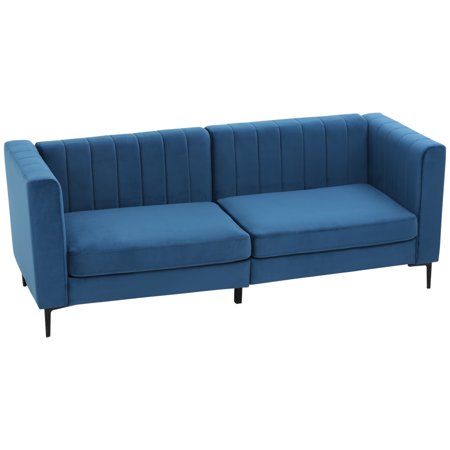 Modern 3-Seater Sofa, 78" Channel Tufted Sofa Couch with Fabric ...