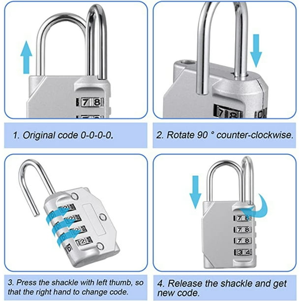 4 Pieces Digital Combination Lock Resettable Outdoor Key Padlock ...