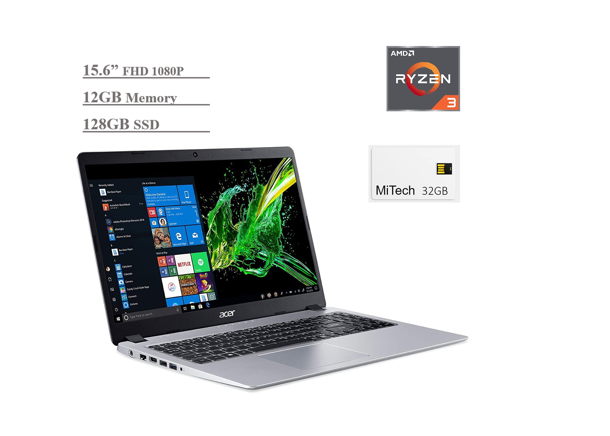 Acer Aspire 5 Slim Laptop, 15.6 inches FHD 1080P IPS Display, AMD Ryzen ...