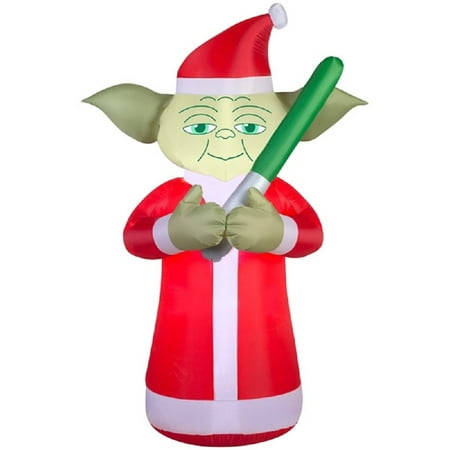 6 Foot Star Wars Lighted Airblown Inflatable Christmas Yoda with Santa ...