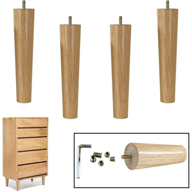 Set Of 4 Solid Wood Furniture Legs,straight Cone Sofa Feet,wooden ...