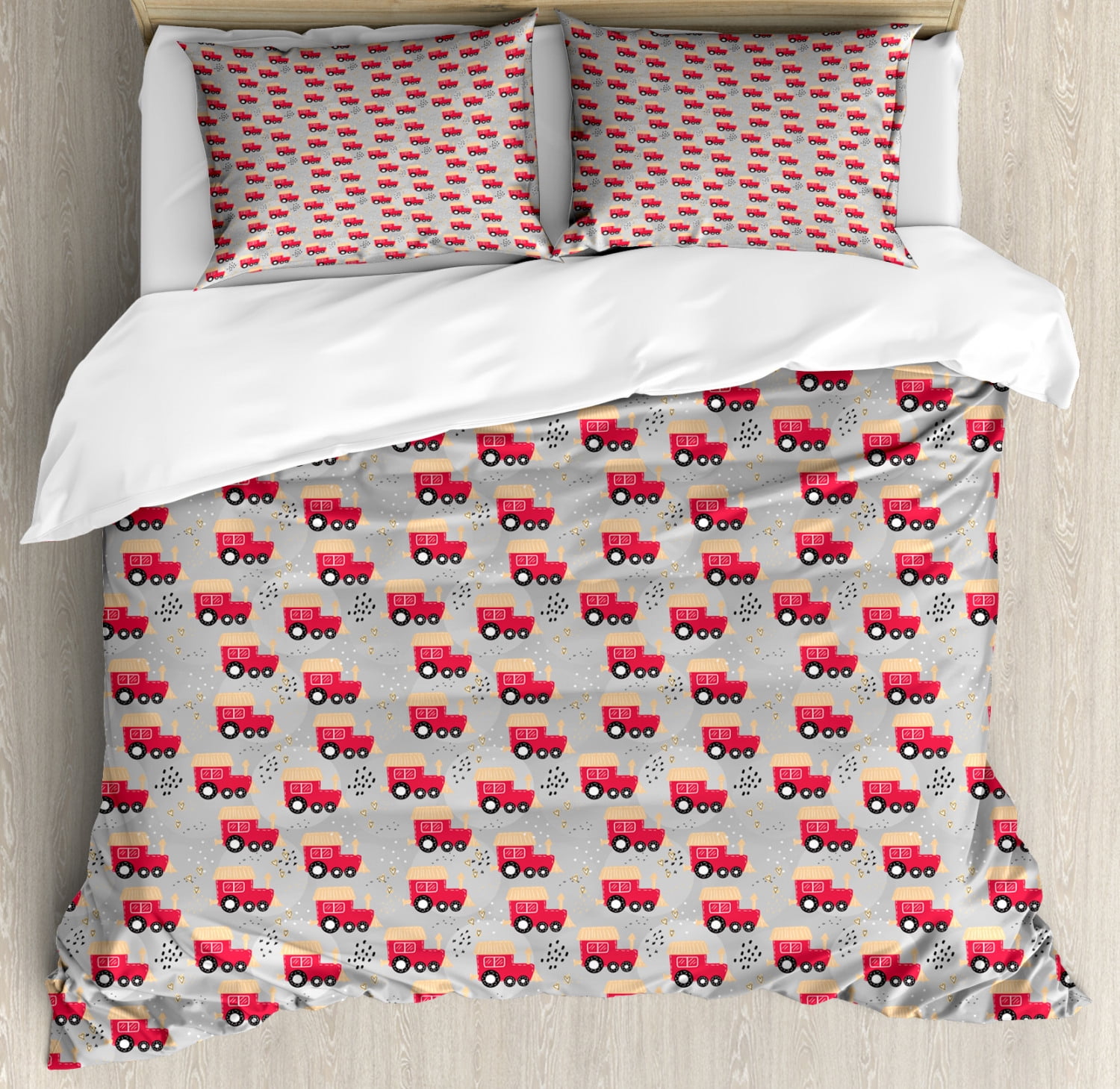 Transportation Duvet Cover Set, Cartoon Train Motifs Locomotives and ...