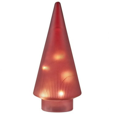 The Lakeside Collection Lighted Ribbed Red Glass Christmas Tree, 10"H ...