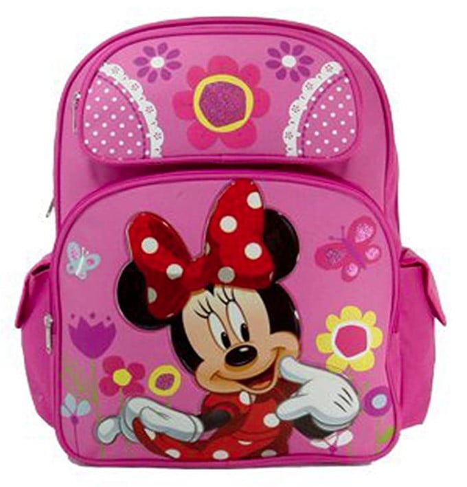 Disney's Minnie Mouse Flowery Pink Full Size Hair Bow Themed Backpack ...