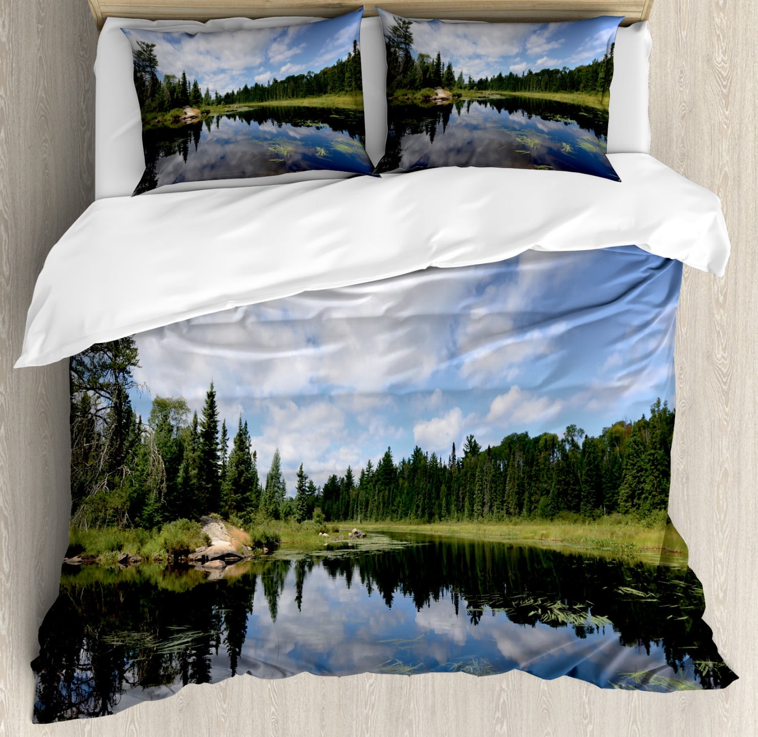 Minnesota Duvet Cover Set Queen Size, Landscape of Wild Virgin Nature ...