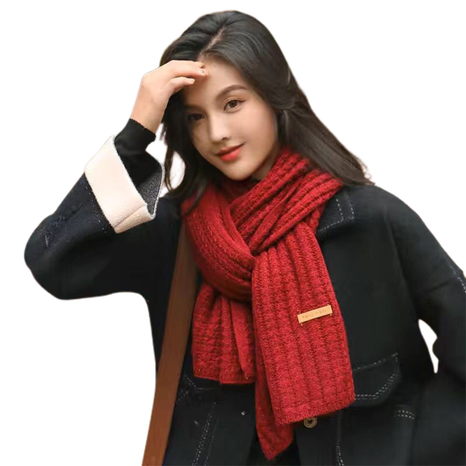 harmtty Women Scarf Solid Color Keep Warm Skin-friendly Woolen Yarn ...