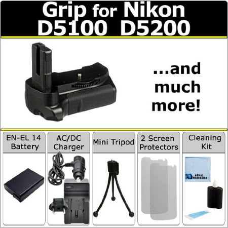 Battery Grip for Nikon D5100 DSLR Camera + EN-EL14 Long Life Battery ...