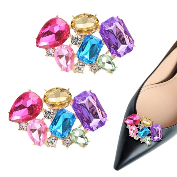 Uxcell 2-Pack Decorative Rhinestone Shoe Clips, Zinc Alloy Removable ...