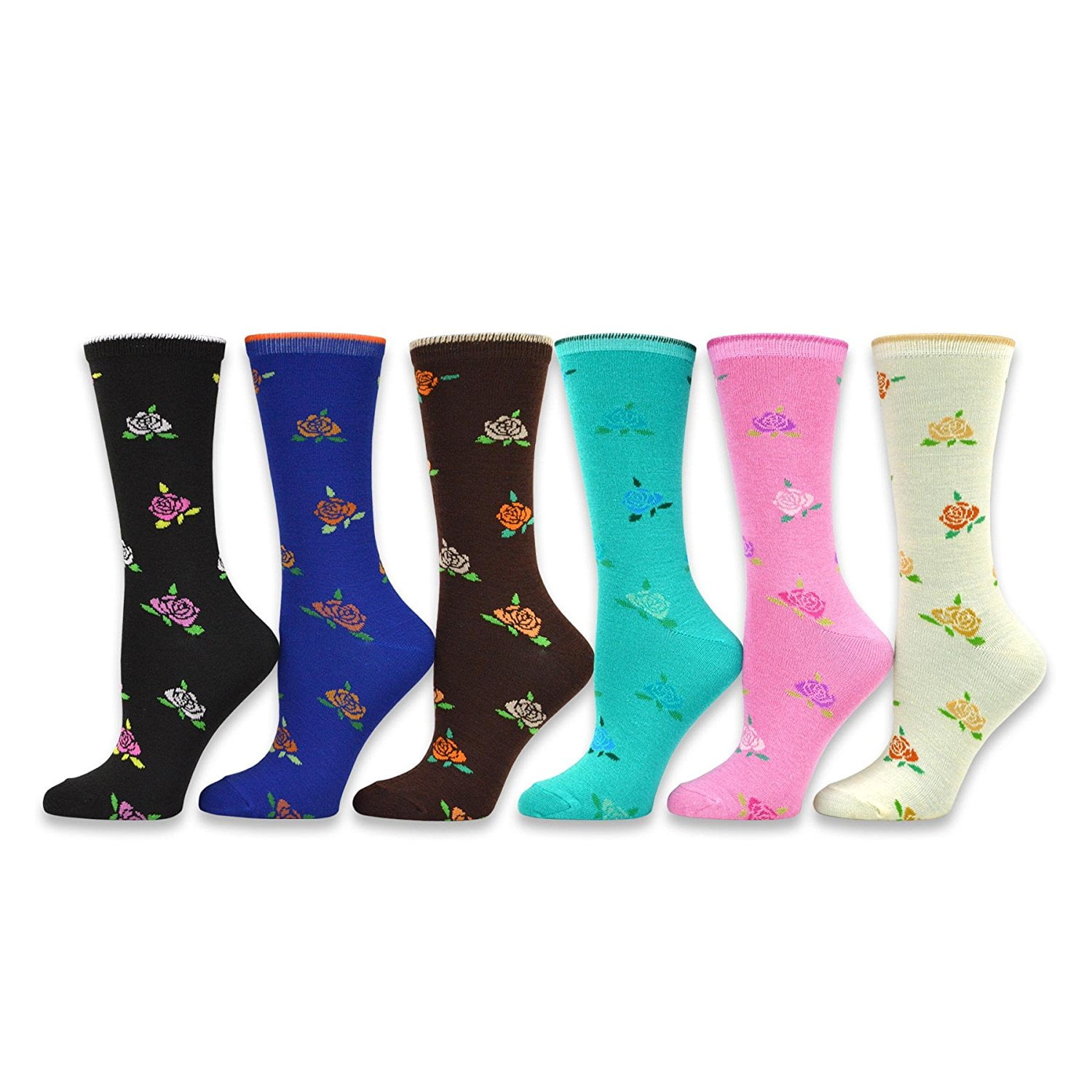 TeeHee Socks - TeeHee Women's Ladies Value 6-Pack Crew Socks (Rosebud ...