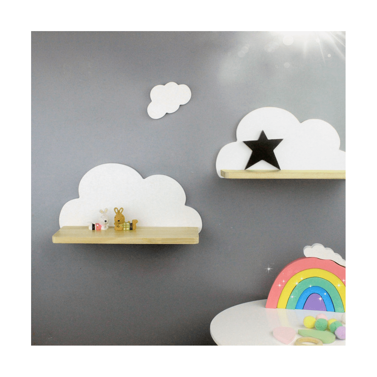 Click here for Unbranded Wall Shelf Cloud Mount Rack Storage Wood... prices