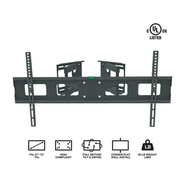 onn. Full Motion TV Wall Mount for TVs 47-84", Dual Swivel Articulating ...