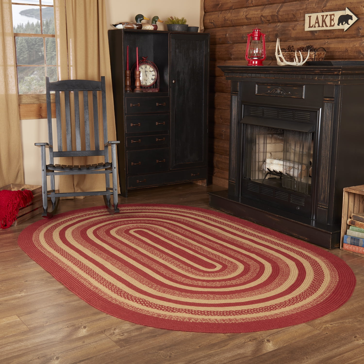 Cherry Red Country Flooring Cunningham Jute Striped Oval Accent Rug ...