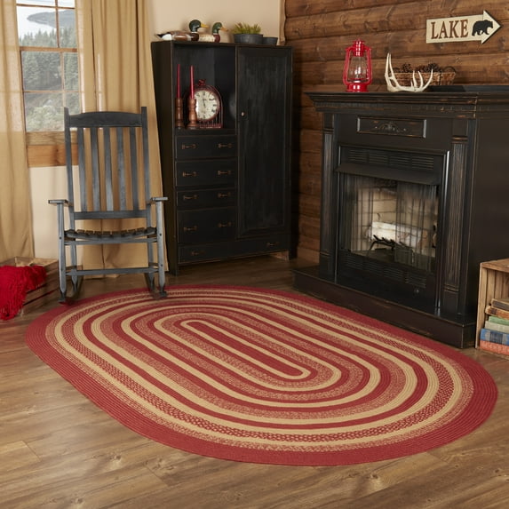 Cherry Red Country Flooring Cunningham Jute Striped Oval Accent Rug ...